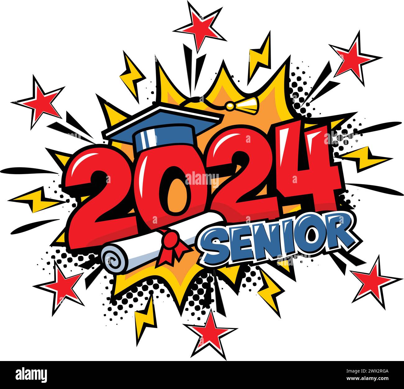 2024 class graduate header. Decorate congratulation for school ...