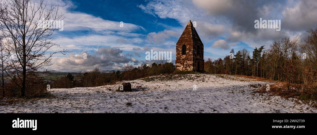 A panoramic view of the Beacon Penrith, Cumbria on a cold winters day ...