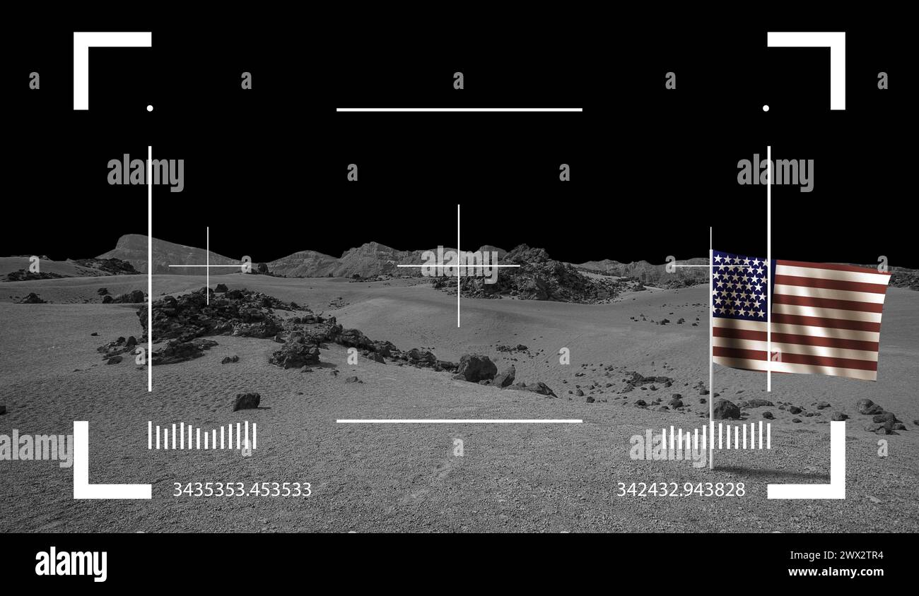 Moon background with USA Flag through viewfinder Stock Photo - Alamy