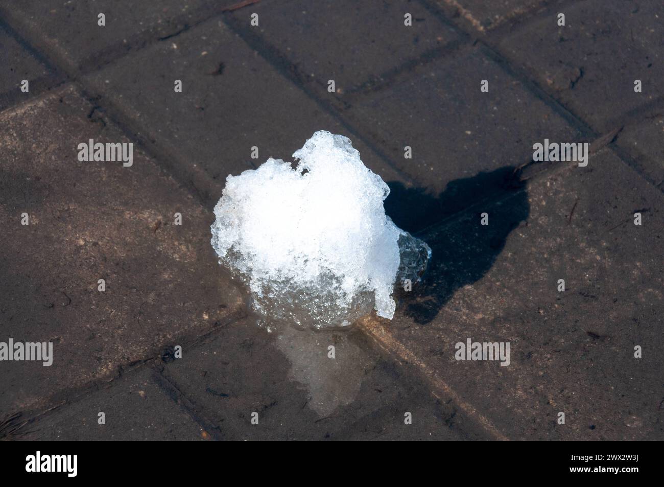 Subject shooting Melting snow in a puddle Samara Samara region Russia ...