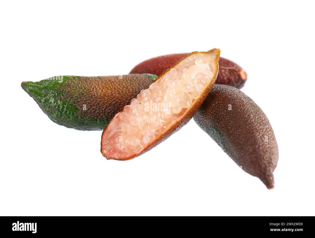 Fresh finger limes isolated on white background. Caviar lime. Fruits ...