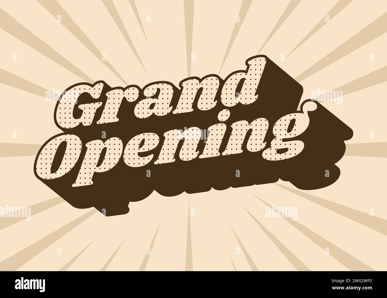 Grand opening. Text effect design in vintage color with 3 dimension ...