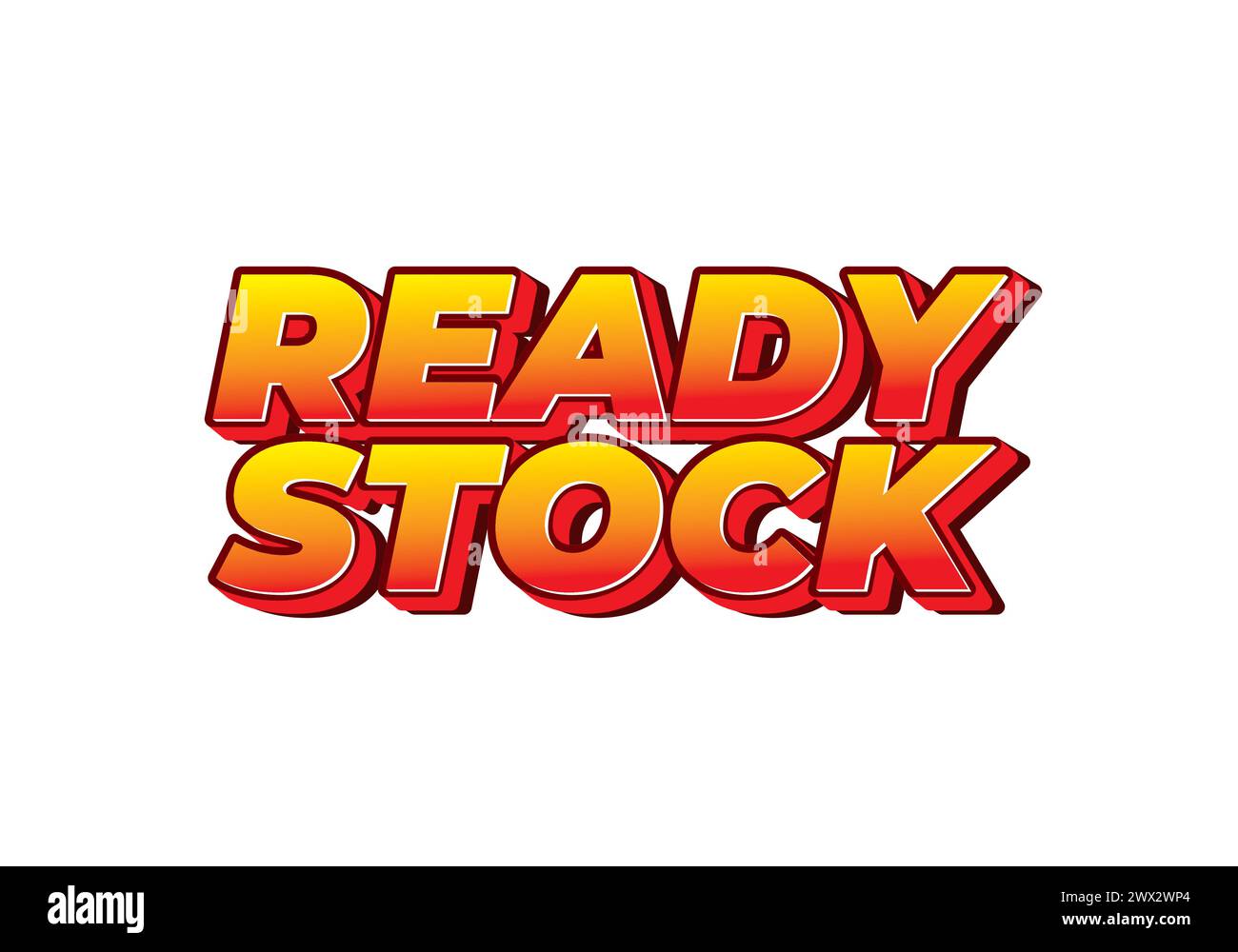 Ready stock. Text effect design in 3 dimension style in yellow red ...