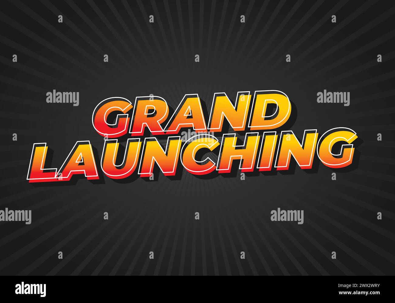 Grand launching. Text effect design in yellow red colors Stock Vector ...