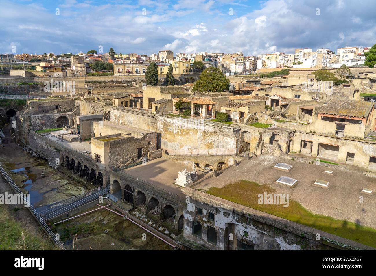 General view of Ercolano Archaeological Park in Ercolano- Naples- Italy ...
