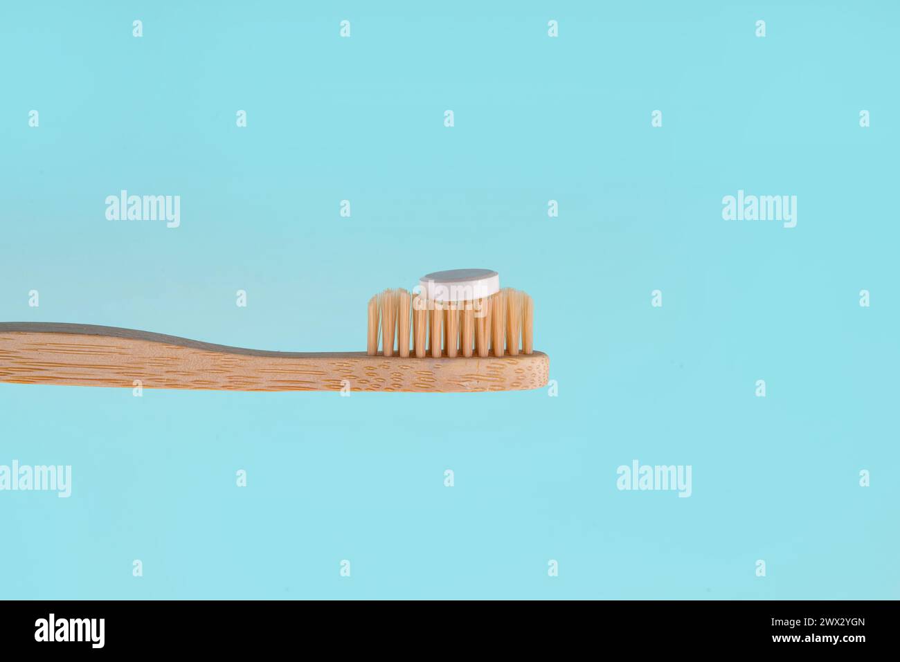 Toothpaste pills tablets on toothbrush, white solid toothpaste tablet ...