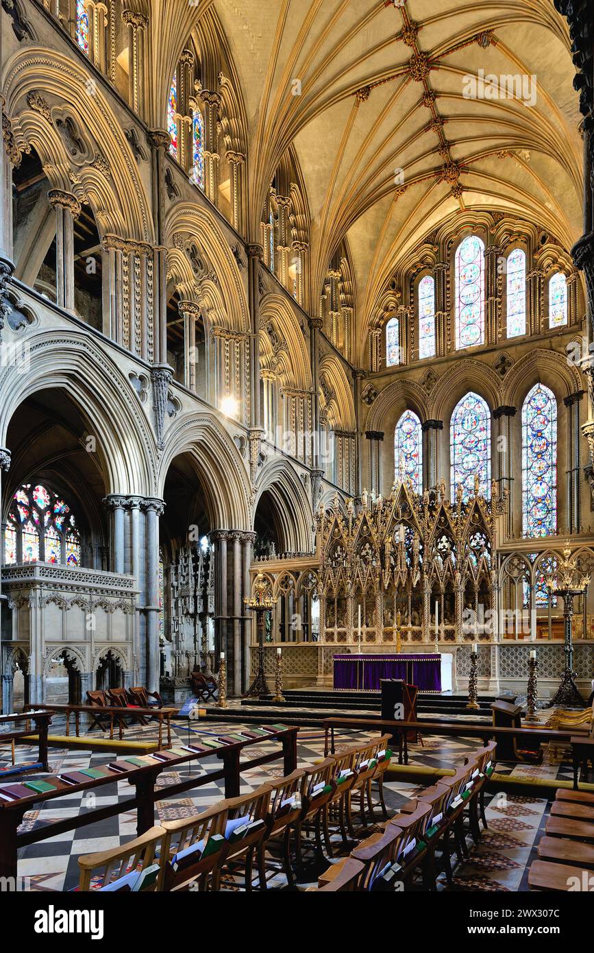 Interior of the historic Ely cathedral Cambridgeshire England Great ...