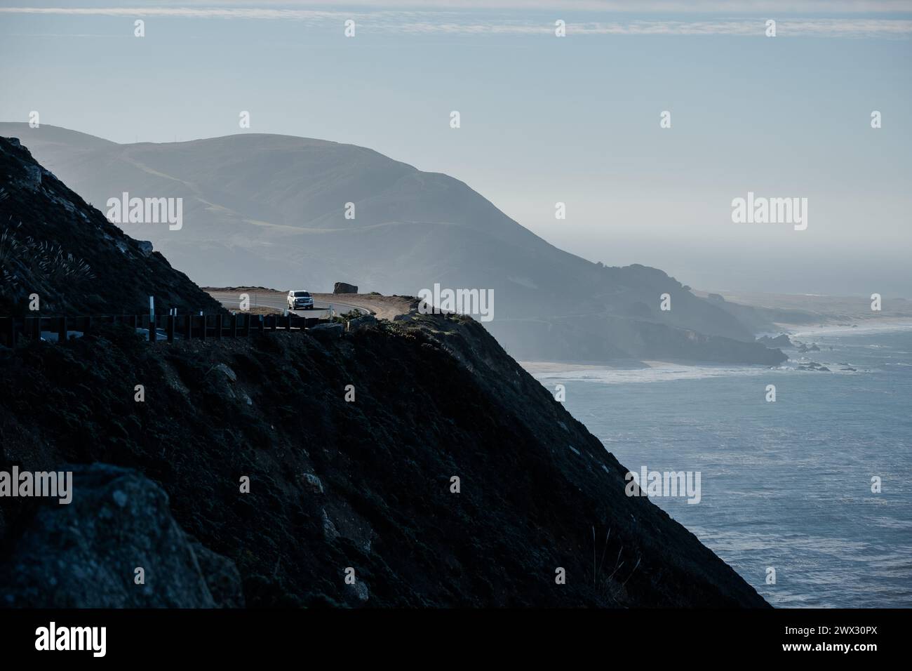 Vehicles navigate Route 1, the Pacific Coast Highway, in Big Sur ...