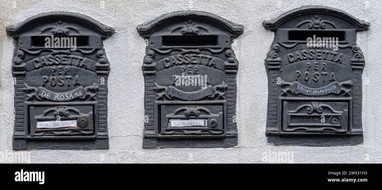 3 mailboxes from private homes in Naples-Italy.03-03-2024 Stock Photo ...