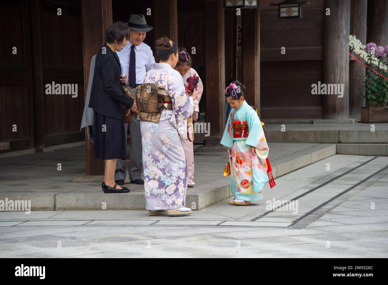 Japanese children taking part in family wedding celebrations at Meiji ...