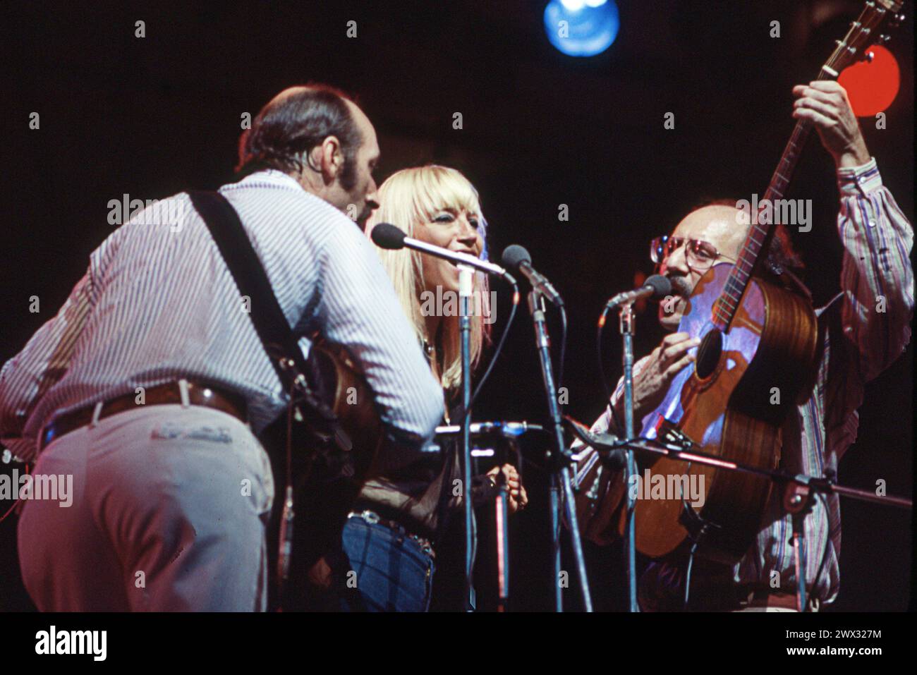 Peter, Paul and Mary performing live in concert in Central Park in New York in 1978 Stock Photo ...