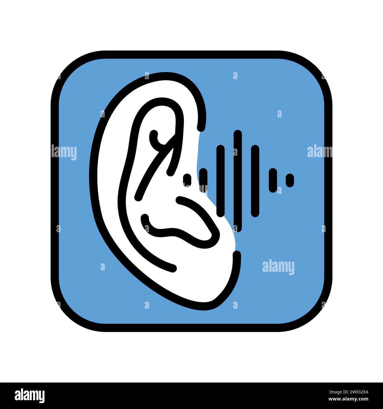 Assistive listening color line icon. Web accessibility. Hearing aid ...