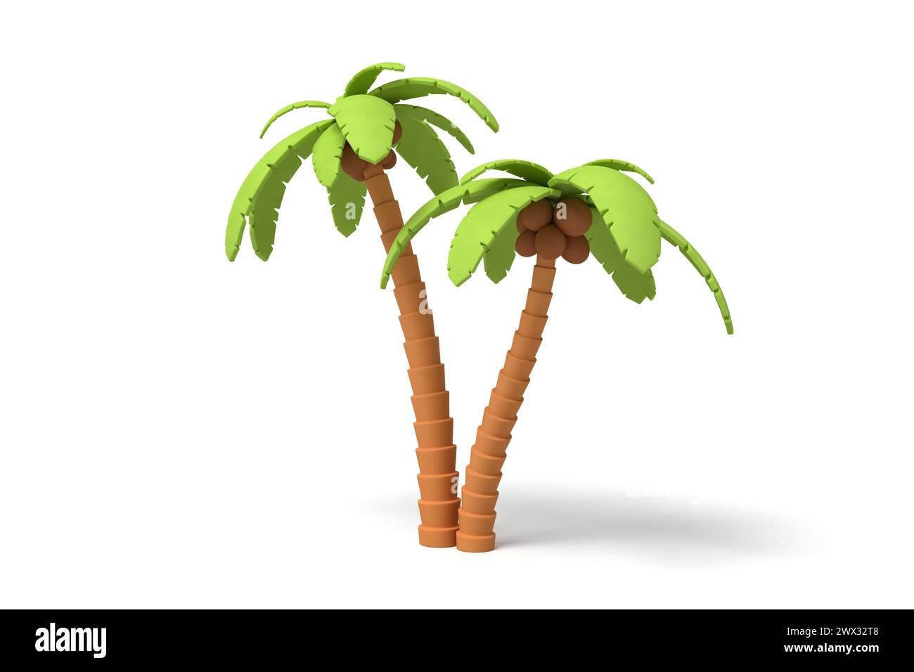 Cartoonish pair of palm trees with dense leaves Stock Photo - Alamy