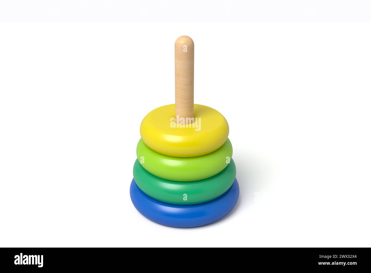 Minimal wooden toy pyramid with three rings Stock Photo - Alamy