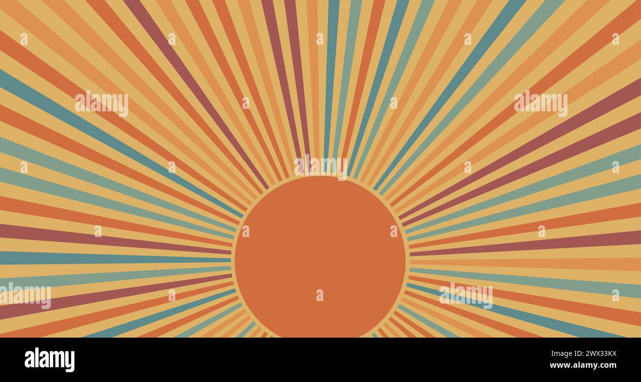 Vintage green sun retro banner background. Grunge sunburst. Sun beam ...