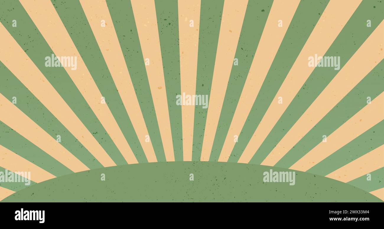 Vintage green sun retro banner background. Grunge sunburst. Sun beam ...