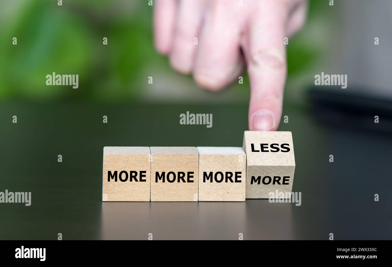 Hand turns cube and changes the expression 'more, more, more, more' to ...