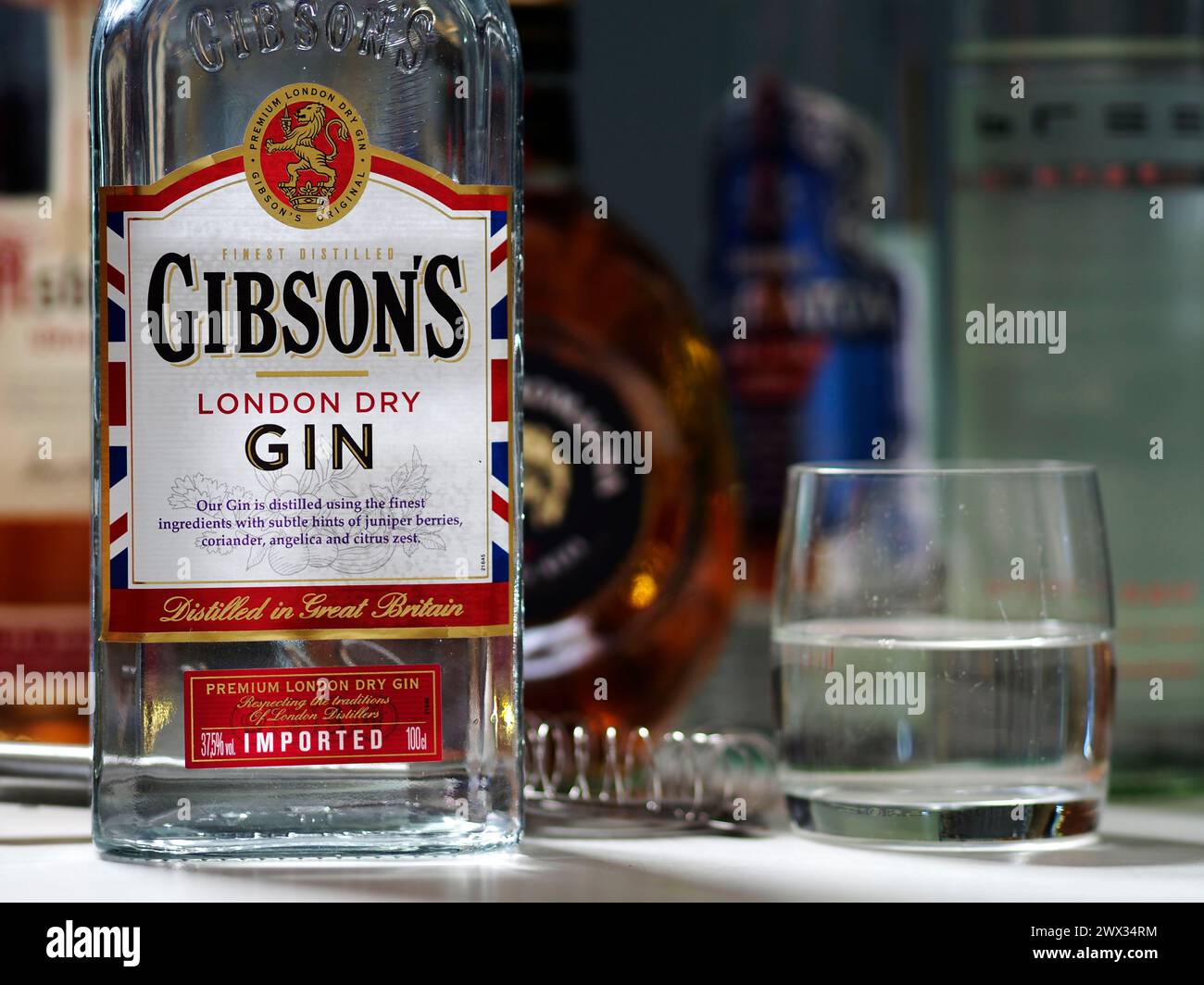 Germany. 27th Mar, 2024. In this photo illustration, a bottle of Gibson ...