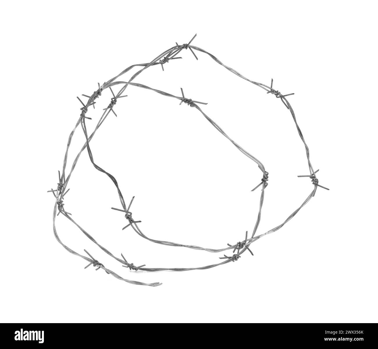 Shiny metal barbed wire isolated on white Stock Photo - Alamy