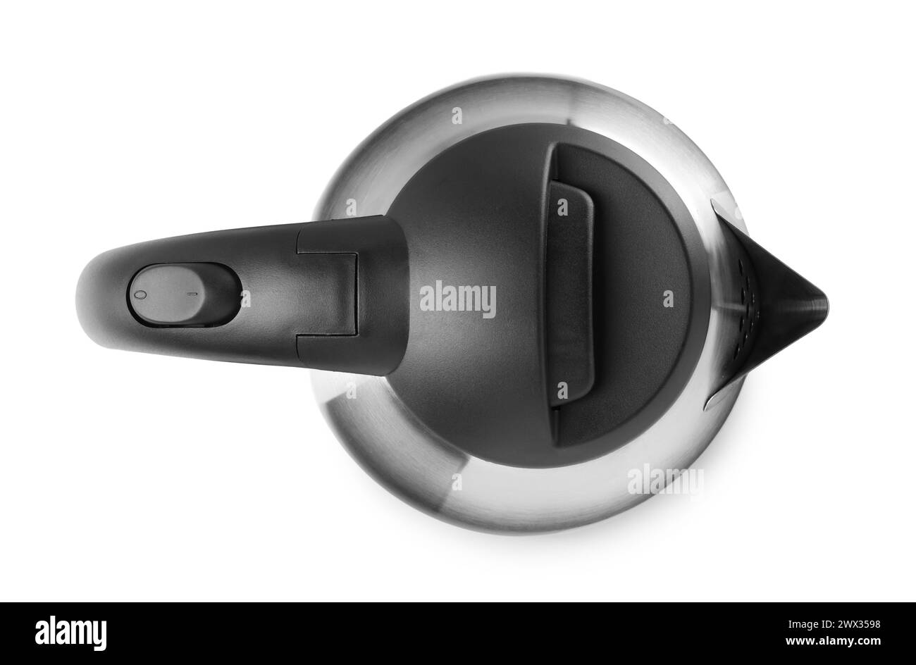 Stylish electrical kettle isolated on white, top view Stock Photo - Alamy