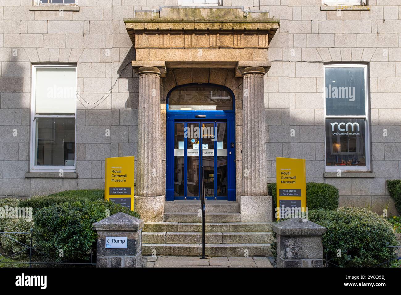 The facade and entrance to the Royal Cornwall Museum River Street in ...