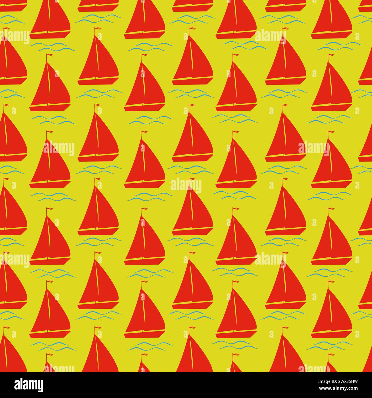 Doodle maritime seamless vector pattern. Simple ship silhouette ...