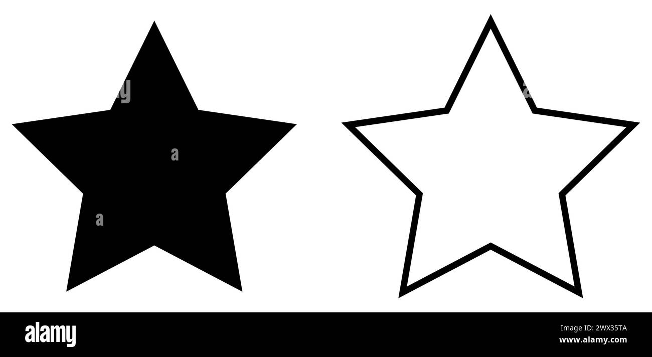 Star icon in flat and line icons. Star symbols isolated on white ...