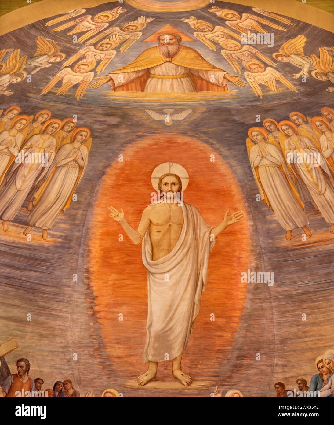 MILAN, ITALY - MARCH 7, 2024: The fresco of Holy Trinity in the apse of ...