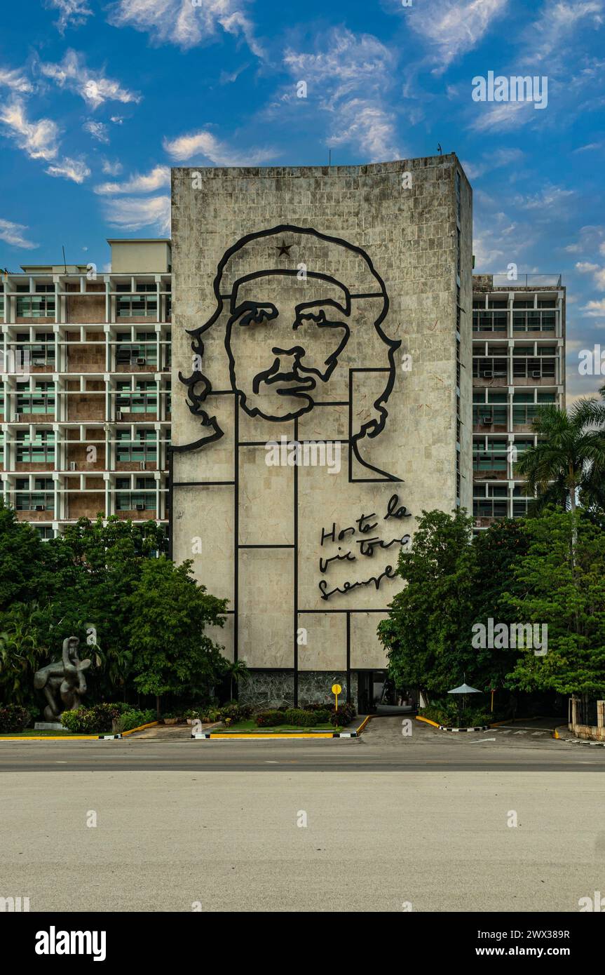 Bas-relief of Che Guevara on Revolution Square. Havana, the capital of ...