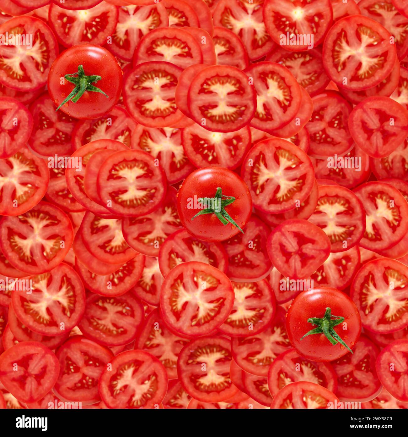 Juicy red tomatoes slices, food background. Healthy natural food ...