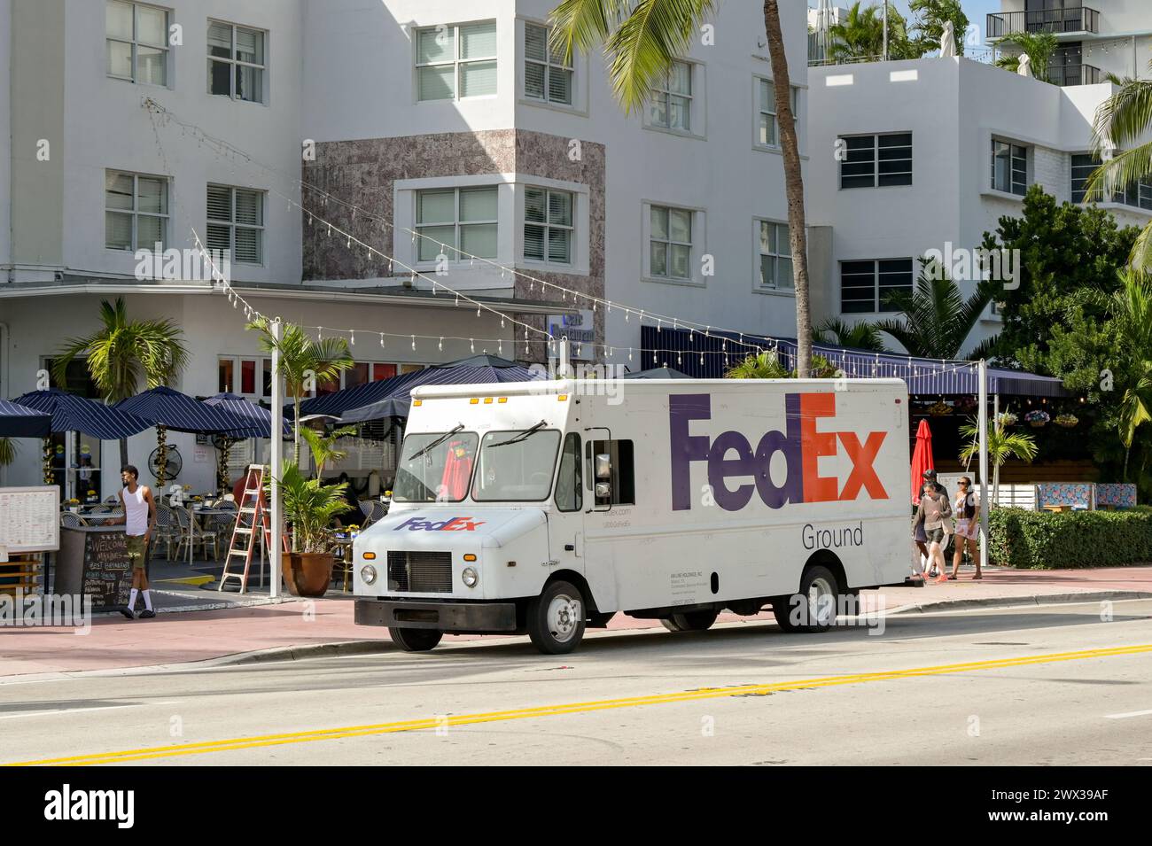 Miami Beach, Miami, Florida, USA - 1 December 2023: Delivery truck ...