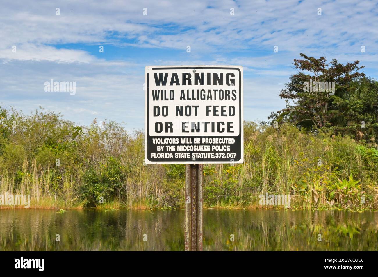 Everglades National Park, Florida, USA - 4 December 2023: Warning sign ...