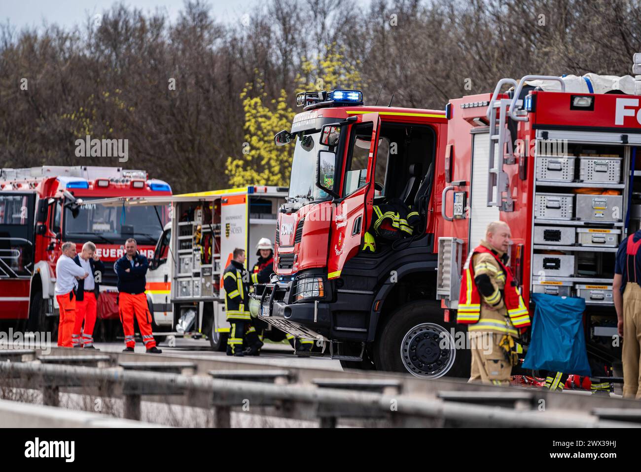 Datum: 27.03.24 / Ort: BAB9/Leipzig Horror-Unfall in Sachsen Auf der A9 bei Leipzig zwischen ...