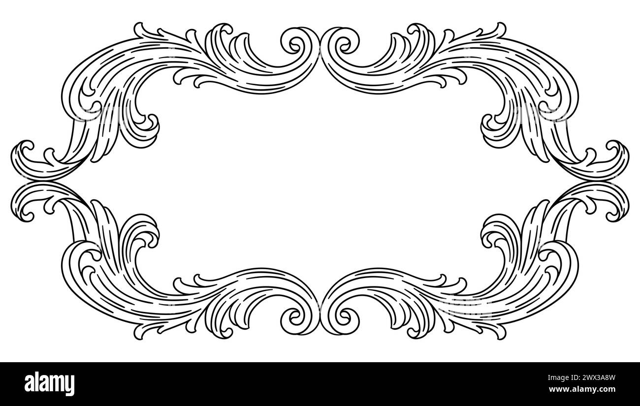 Floral frame in baroque style. Decorative curling plant Stock Vector ...