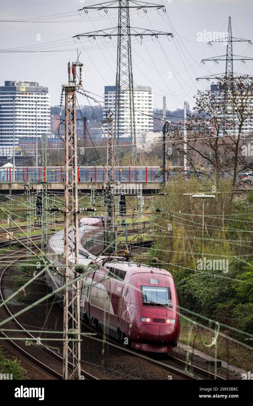 Eurostar train on the railroad line between Mülheim an der Ruhr, in the ...