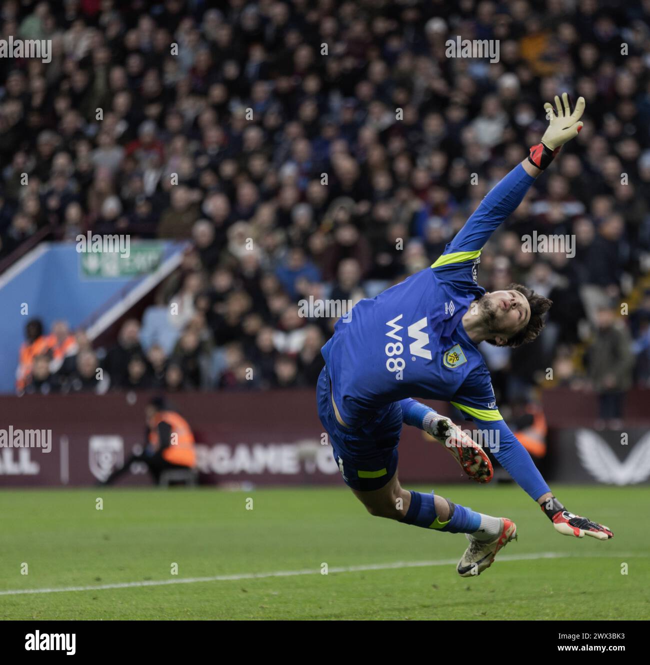 James Trafford makes a save during the Aston Villa v Burnley at Aston ...