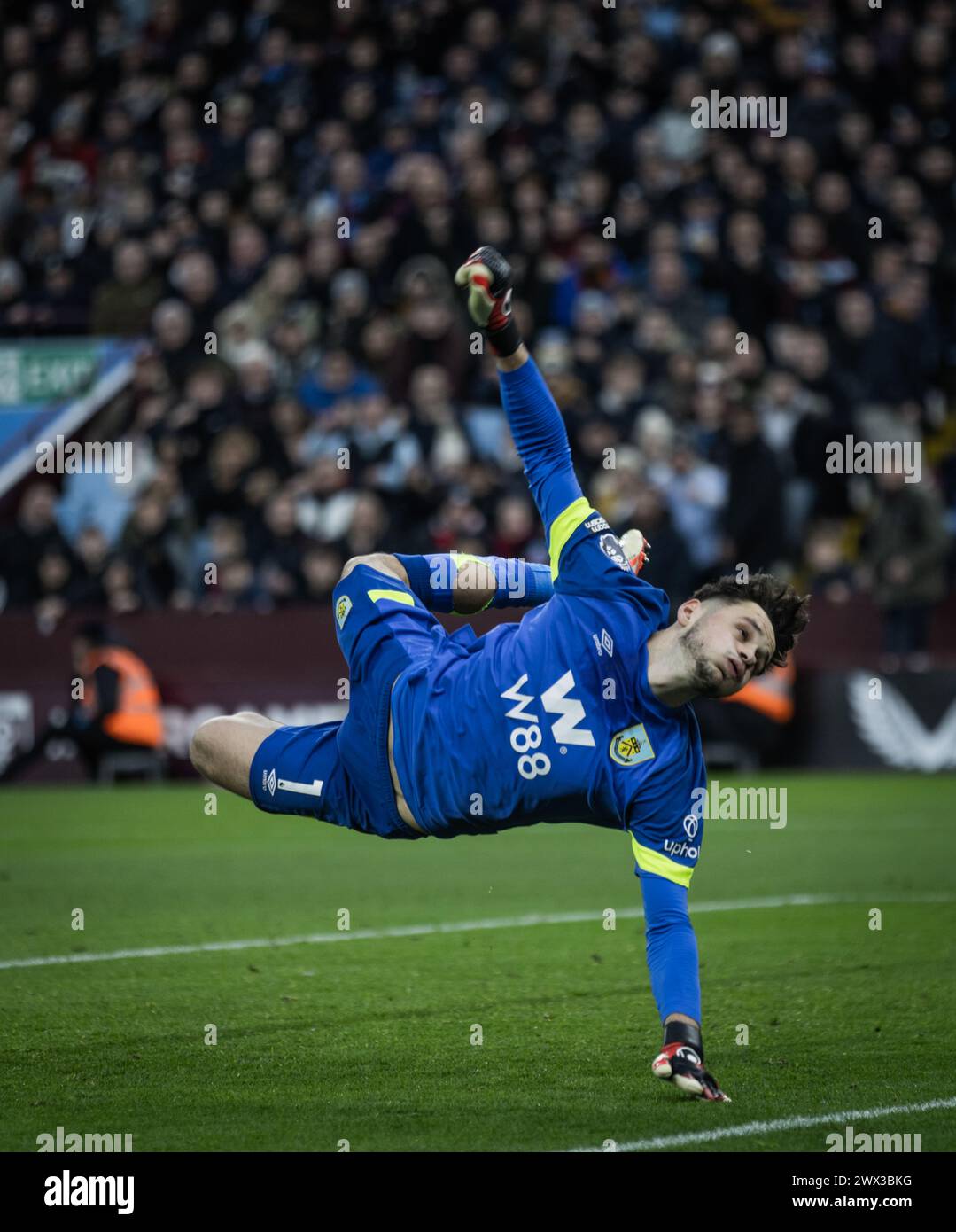James Trafford makes a save during the Aston Villa v Burnley at Aston ...