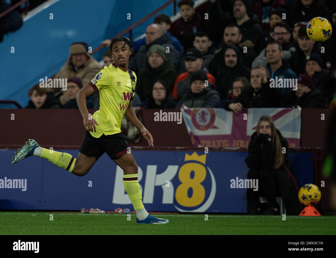 Wilson Odobert running down the wing Aston Villa v Burnley at Aston ...