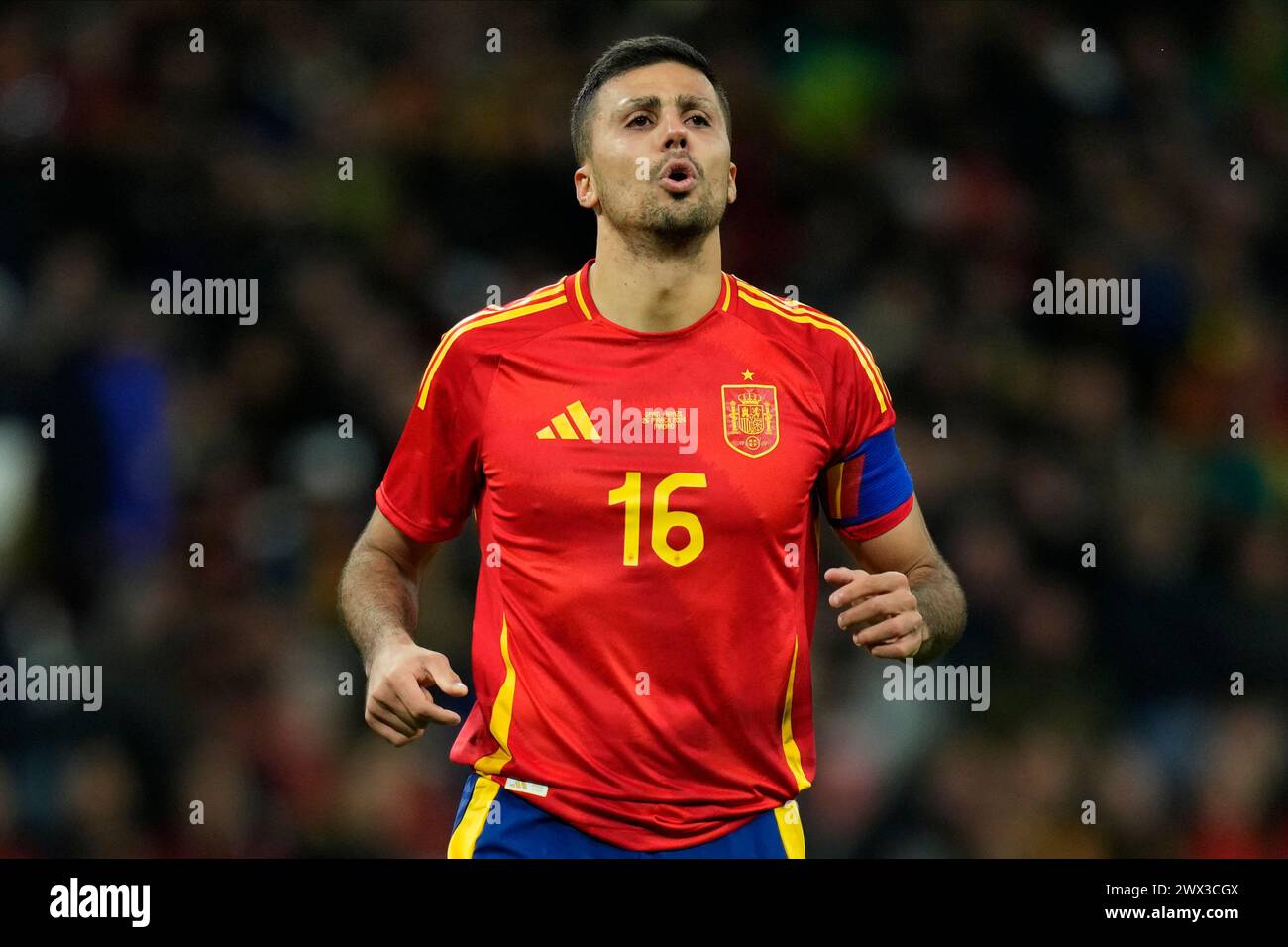 Madrid, Spain. 26th Mar, 2024. Rodri Hernandez of Spainduring the ...