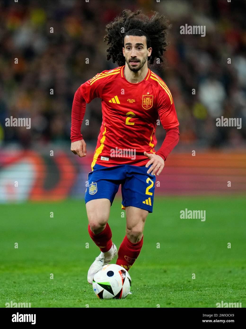 Madrid, Spain. 26th Mar, 2024. Marc Cucurella of Spainduring the ...
