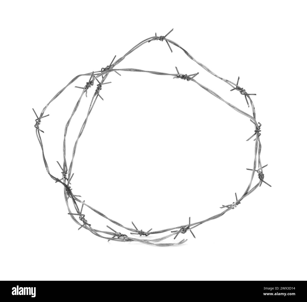 Shiny metal barbed wire isolated on white Stock Photo - Alamy
