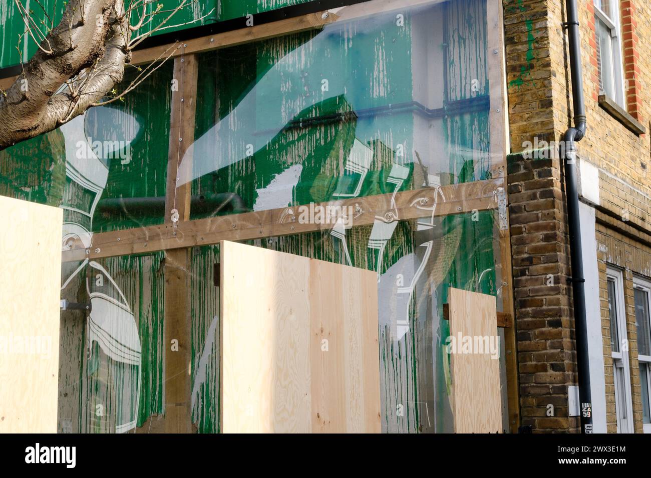 Hornsey, London, UK. 27th Mar 2024. The Banksy tree artwork has been ...
