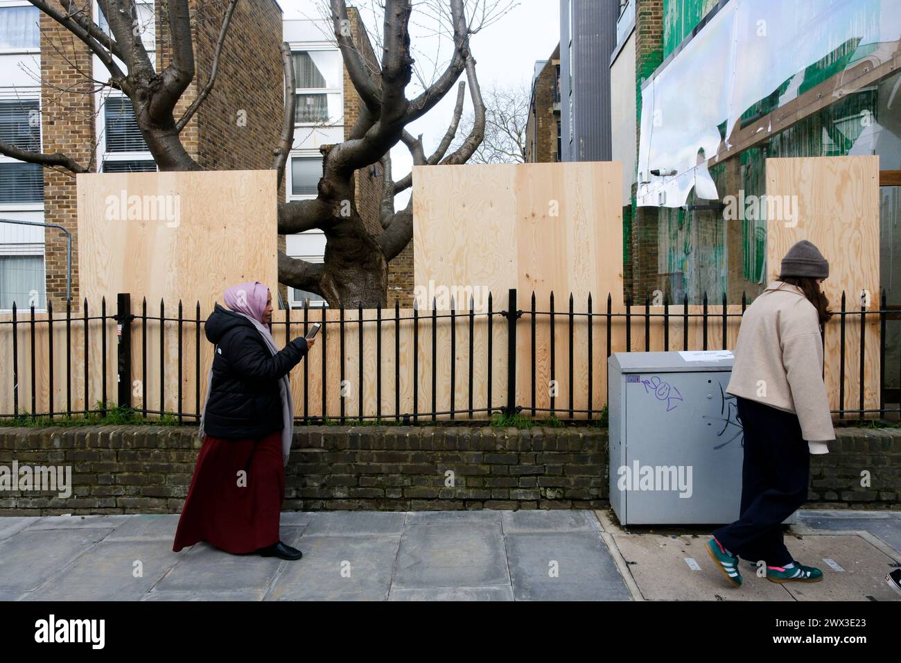 Hornsey, London, UK. 27th Mar 2024. The Banksy tree artwork has been ...