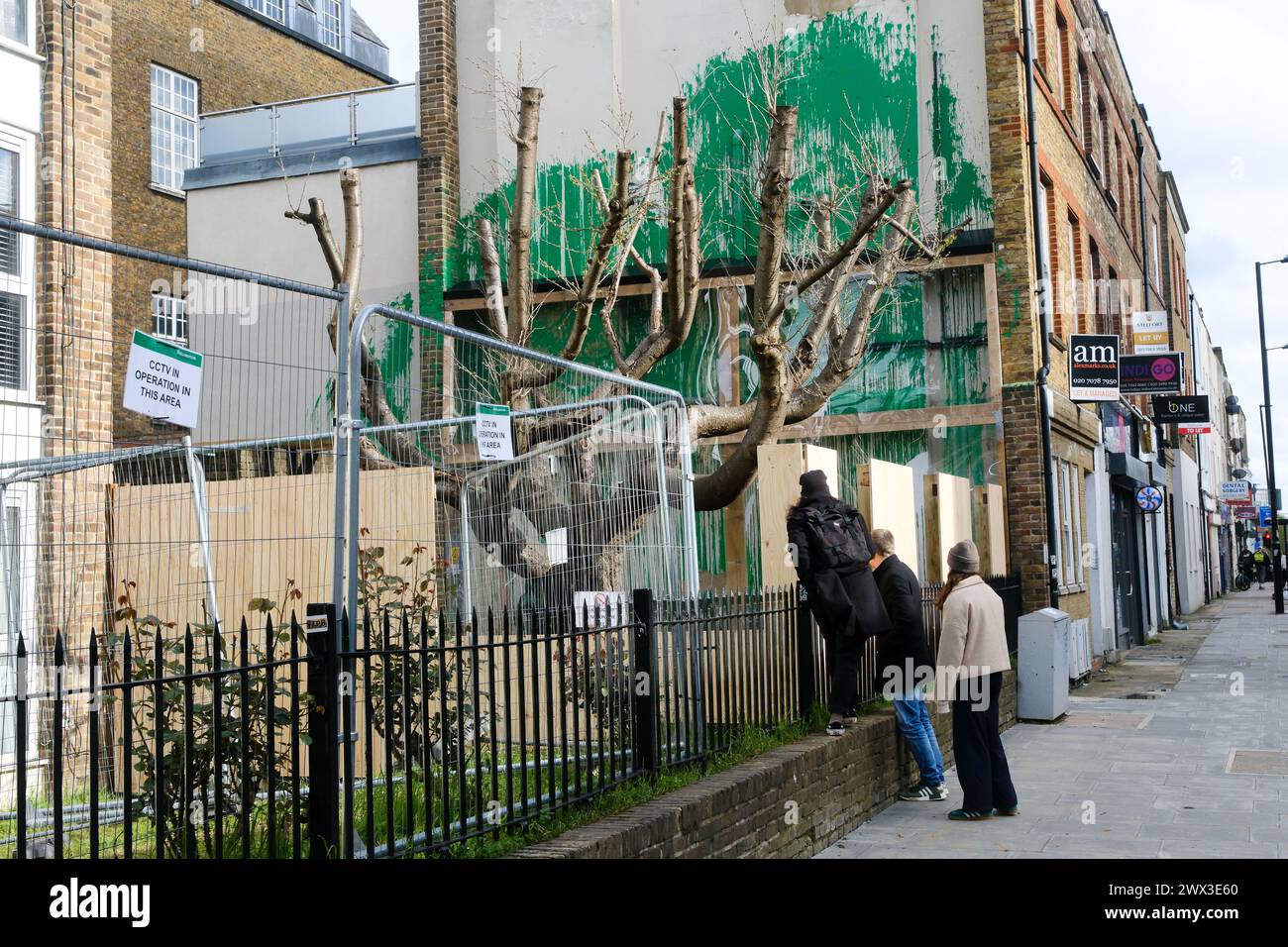 Hornsey, London, UK. 27th Mar 2024. The Banksy tree artwork has been ...