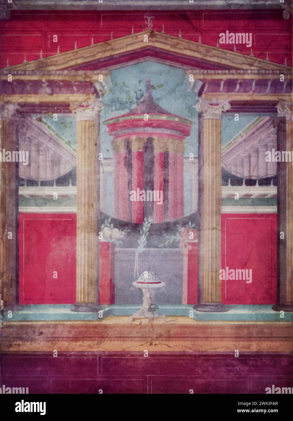 A detail from a wall painting in the cubiculum (bedroom) of a villa at ...