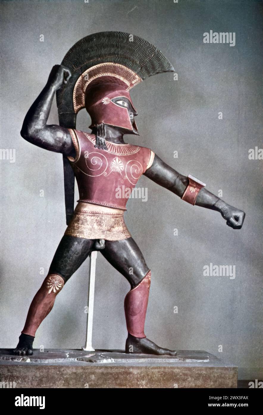 A terracotta statue, representing either Mars, the Roman god of war, or ...