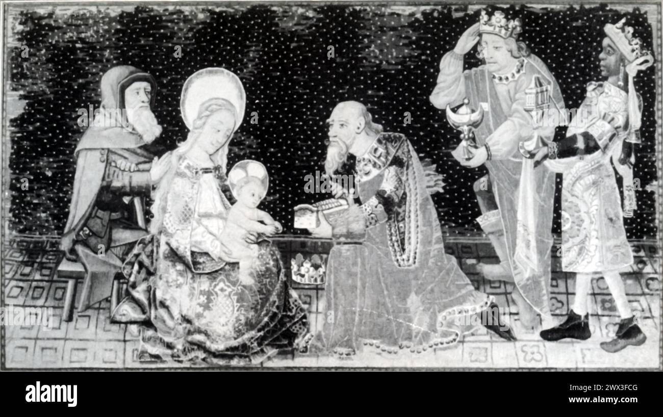 A tapestry made from wool and silk, depicting the Adoration of the Magi ...