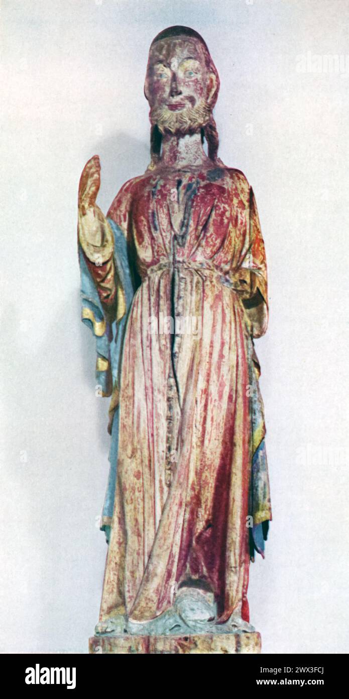 A painted wooden statue of Saint James the Less, originating from ...