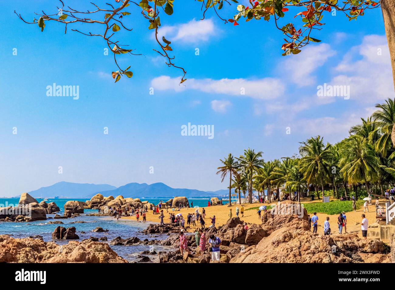View of the rocky shore of the South China Sea in the World's End Park ...