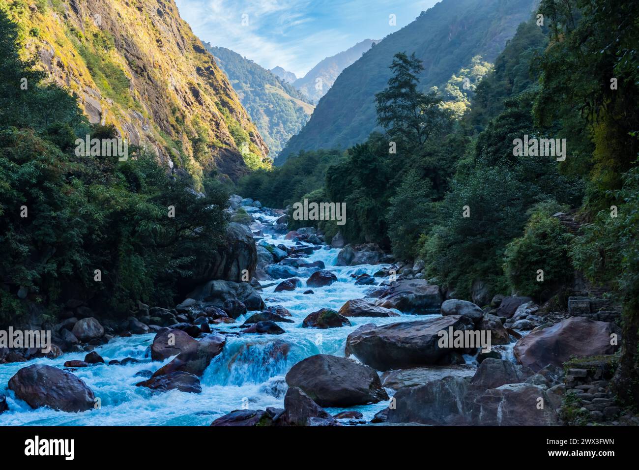 Tamor River on route to Kanchenjunga Base Camp Trek, Nepal Stock Photo ...